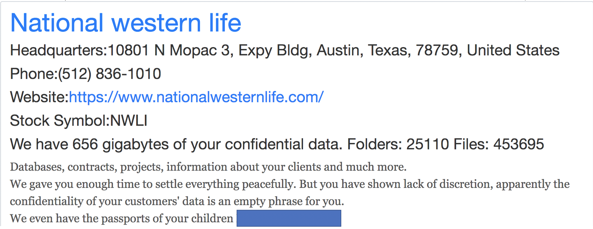 National Western Life Insurance's Ongoing Nightmare