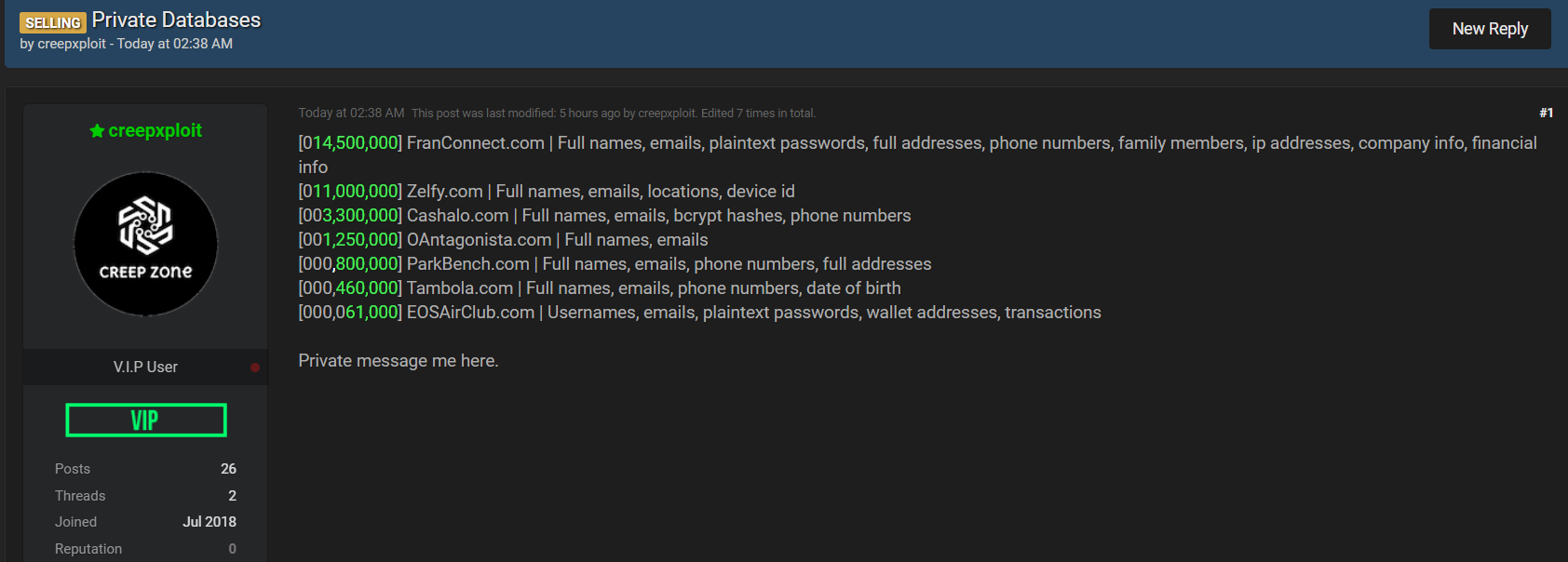 130 Million New Records Enters In Cybercrime Forums | Cyble