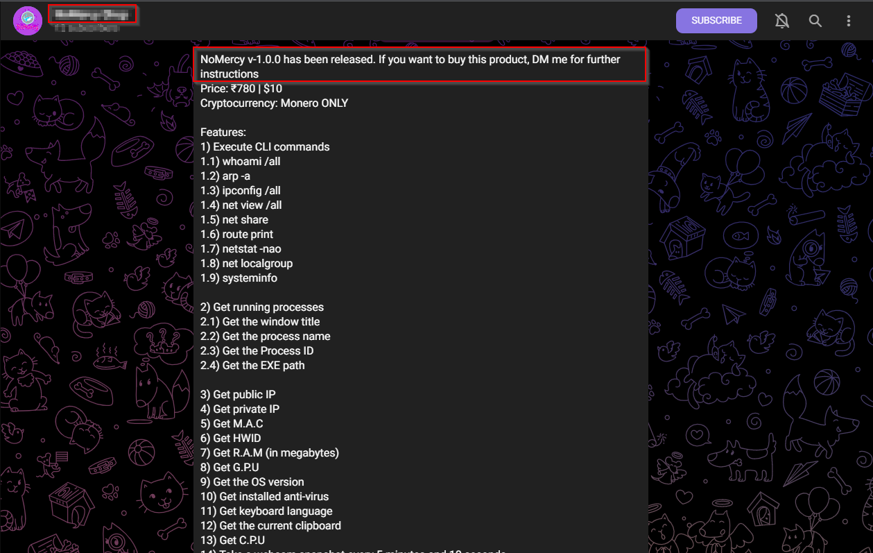 Cyble - NoMercy Stealer Adding New Features
