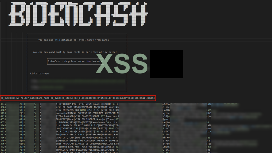 BidenCash: 1.2M Payment Cards Data Leaked
