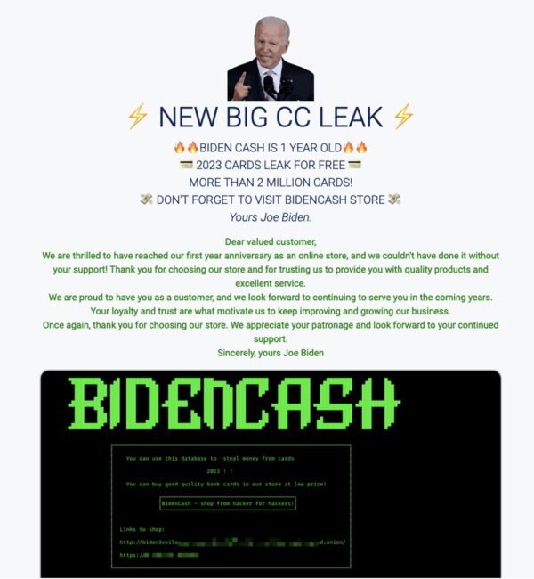 Cyble - Over 2 Million Cards Leaked By BidenCash