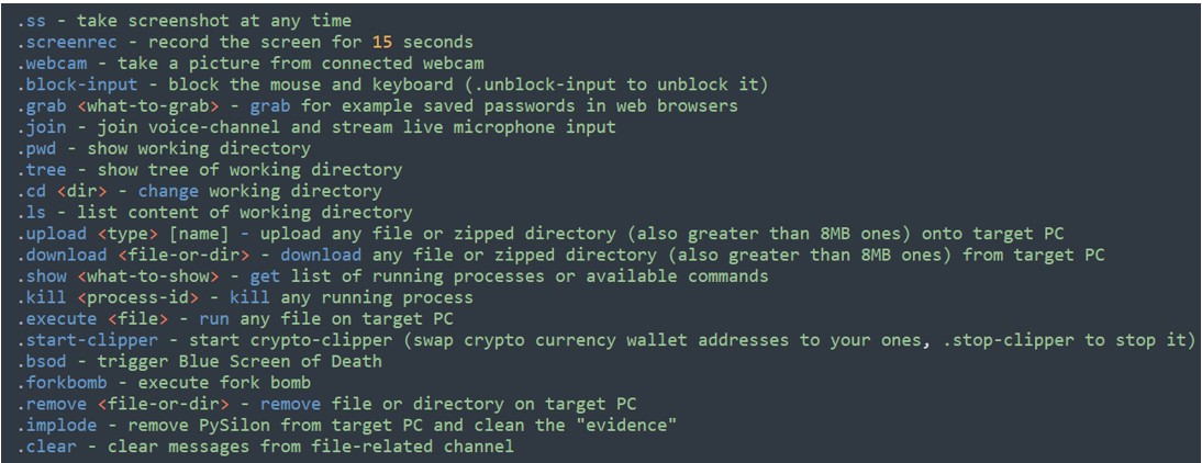 Emerging Threat: PySilon Discord RAT's Versatile Features